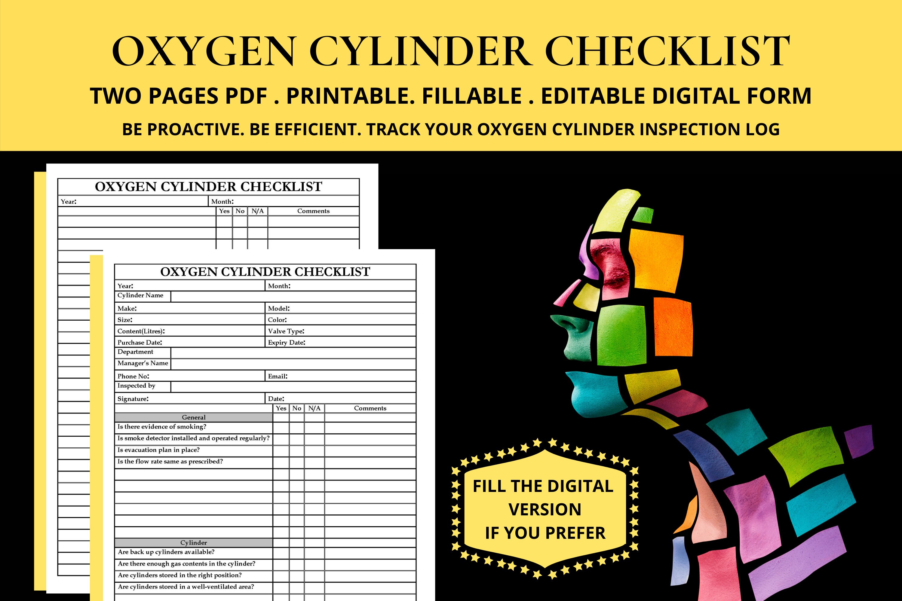 Oxygen Cylinder Checklist Oxygen Cylinder Safety Check Log Oxygen Tank ...