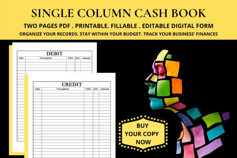Single Column Cash Book Format Manual Cash Book Format Simple Etsy Single Column Cash Book Format Manual Cash Book Format Simple Etsy