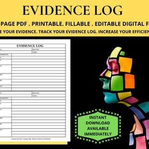 Evidence Log Sheet Form Book Template Evidence Recovery Collection Log Crime Scene Investigation ...