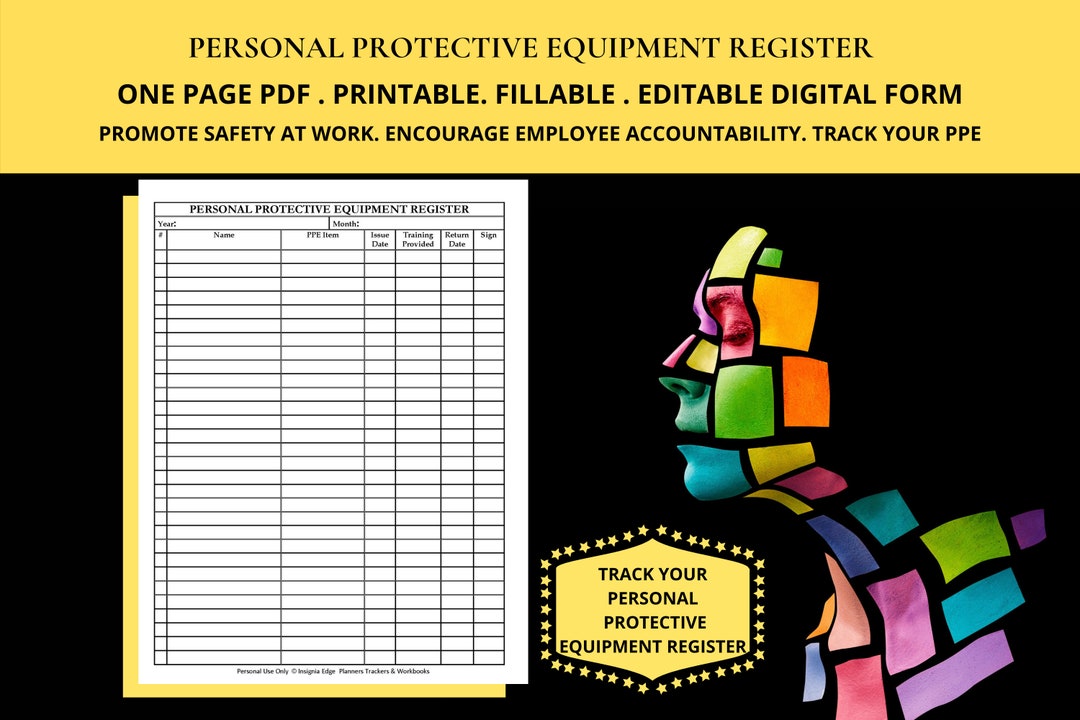 Personal Protective Equipment Register & Usage Log Template PPE Record ...