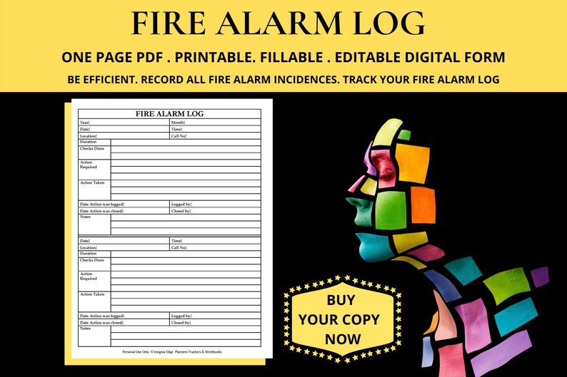 Fire Alarm Log Book Template Fire Test Log Record Register Book Weekly ...
