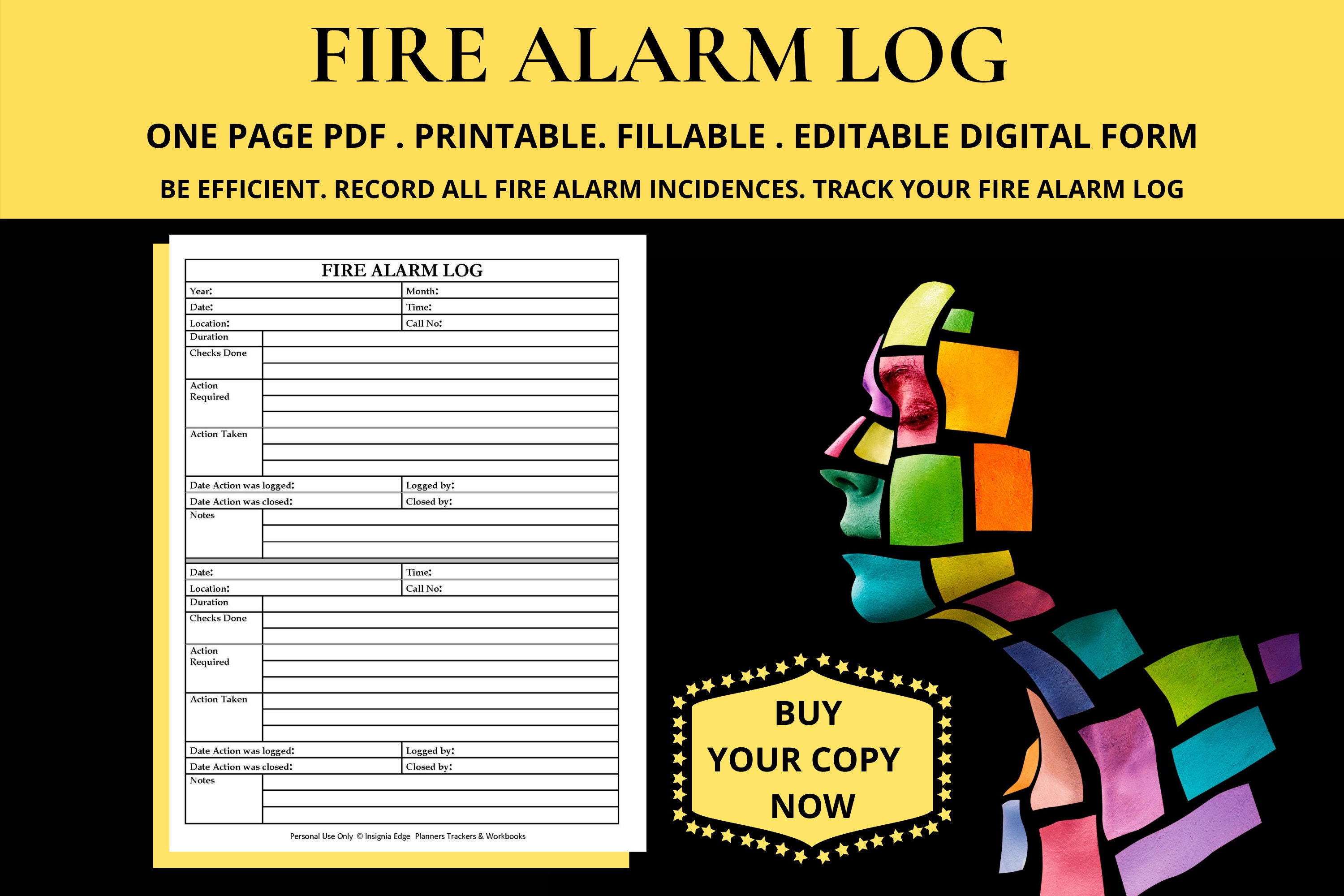 Fire Alarm Log Book Template Fire Test Log Record Register Book Weekly ...