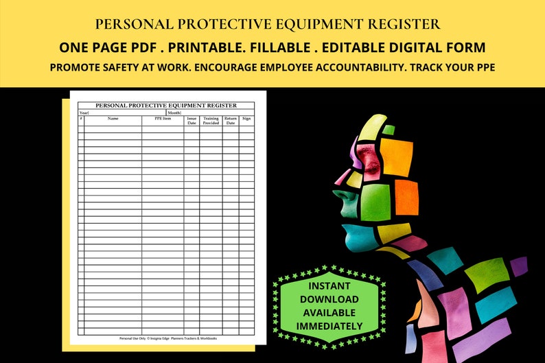 Personal Protective Equipment Register & Usage Log Template PPE Record ...