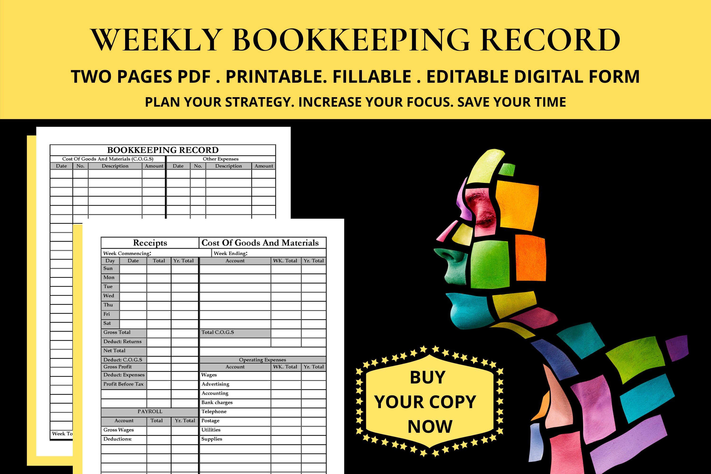 Weekly Book Keeping Records Format for Small Business Weekly Account ...