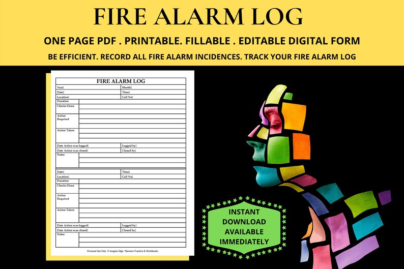 Fire Alarm Log Book Template Fire Test Log Record Register Book Weekly ...