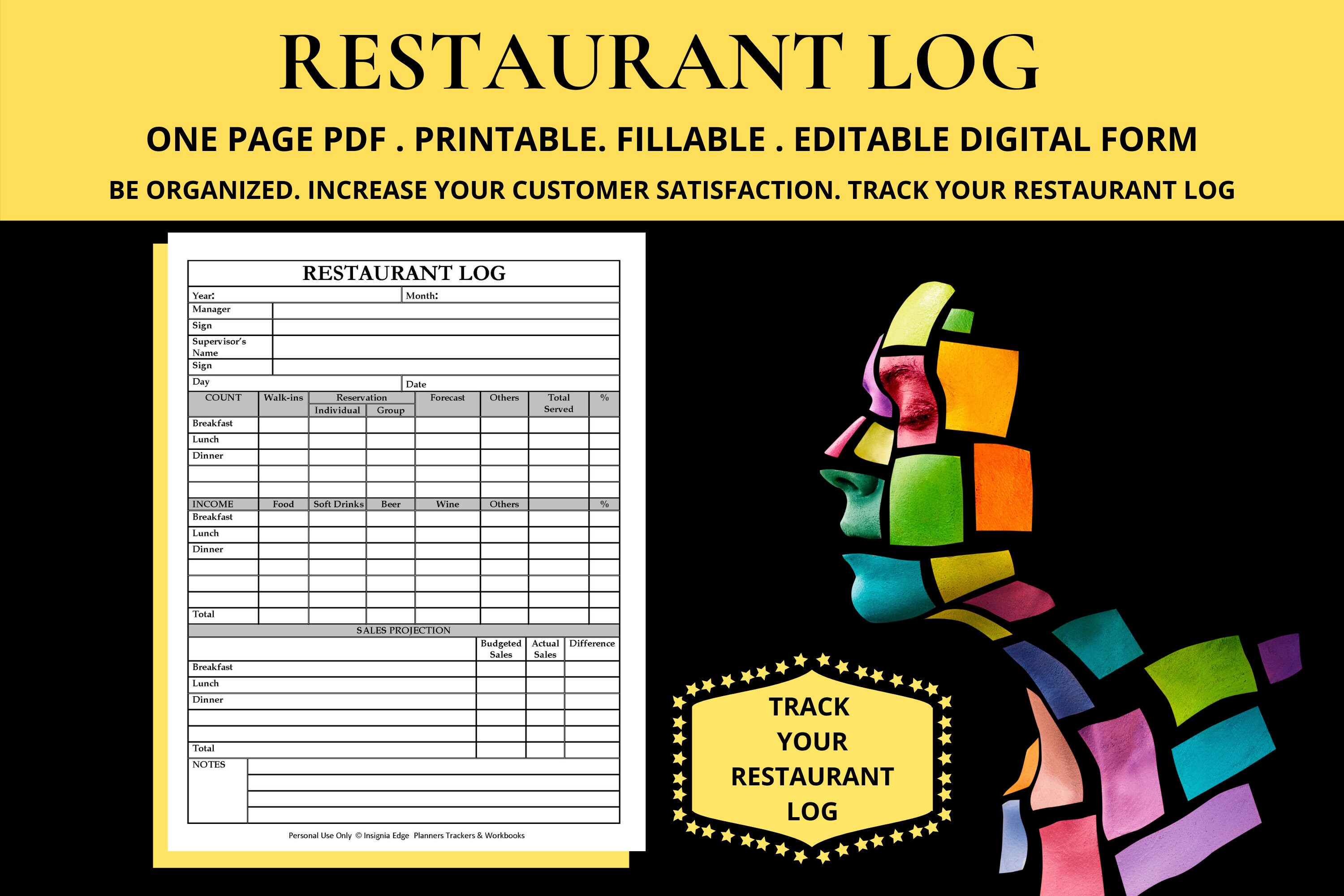 Restaurant Logboek Sjabloon Sjabloon Restaurant Manager Daily - Etsy ...