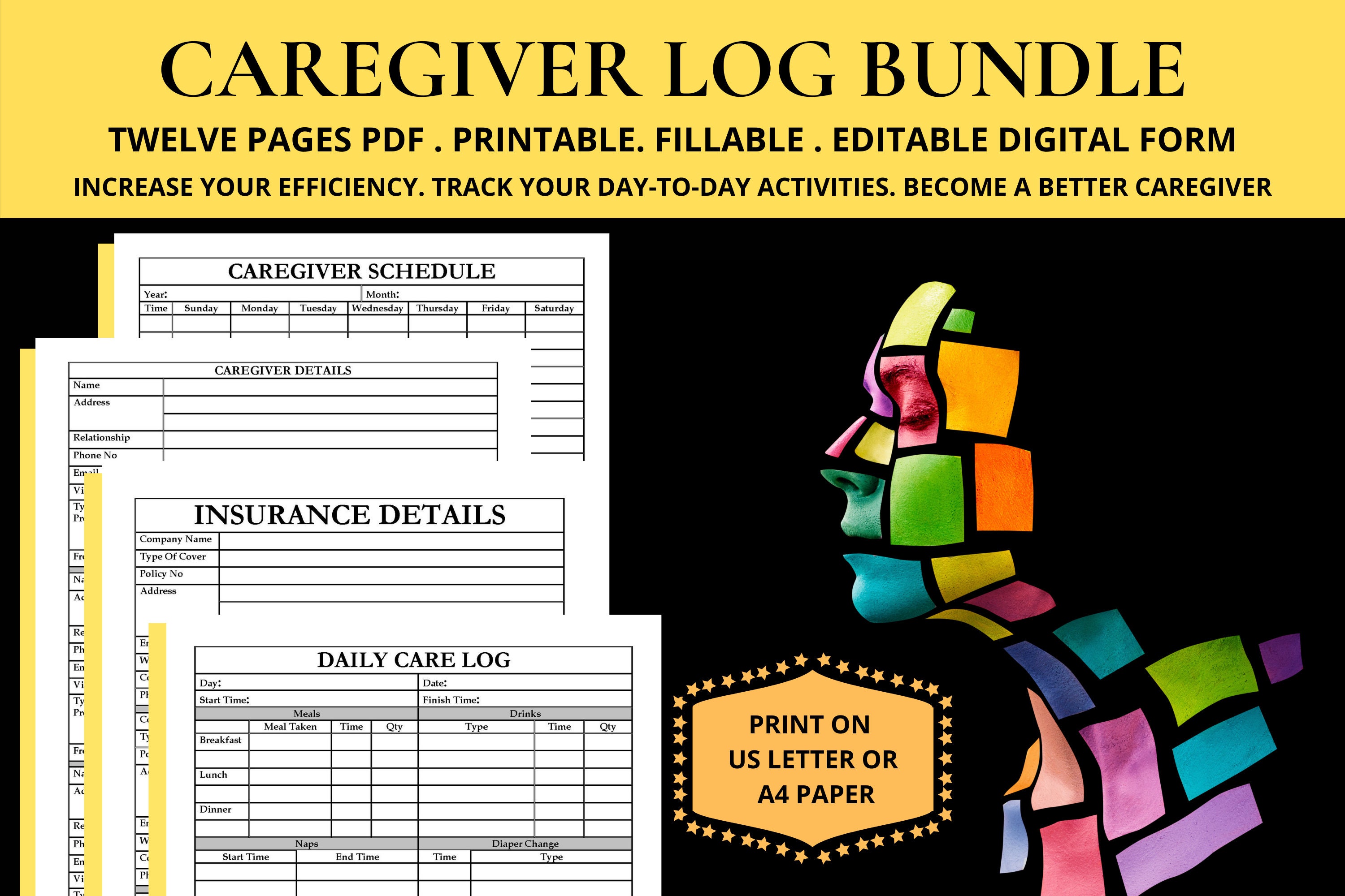 Caregiver Log Book A Daily Record Caregiver Schedule Template Caregiver ...
