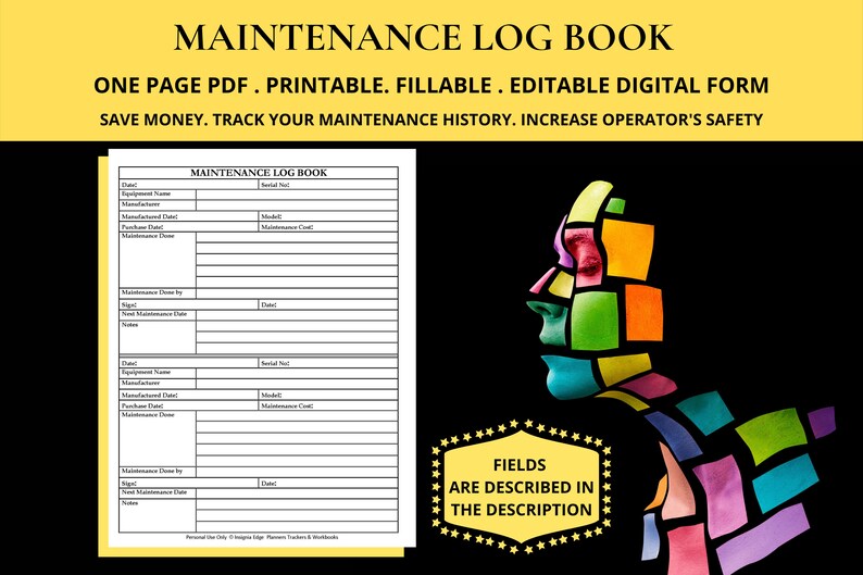 Daily Preventive Maintenance Log Book Format Equipment Service Record ...