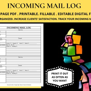 Incoming Mail Log Template Incoming Mail Register Template - Etsy