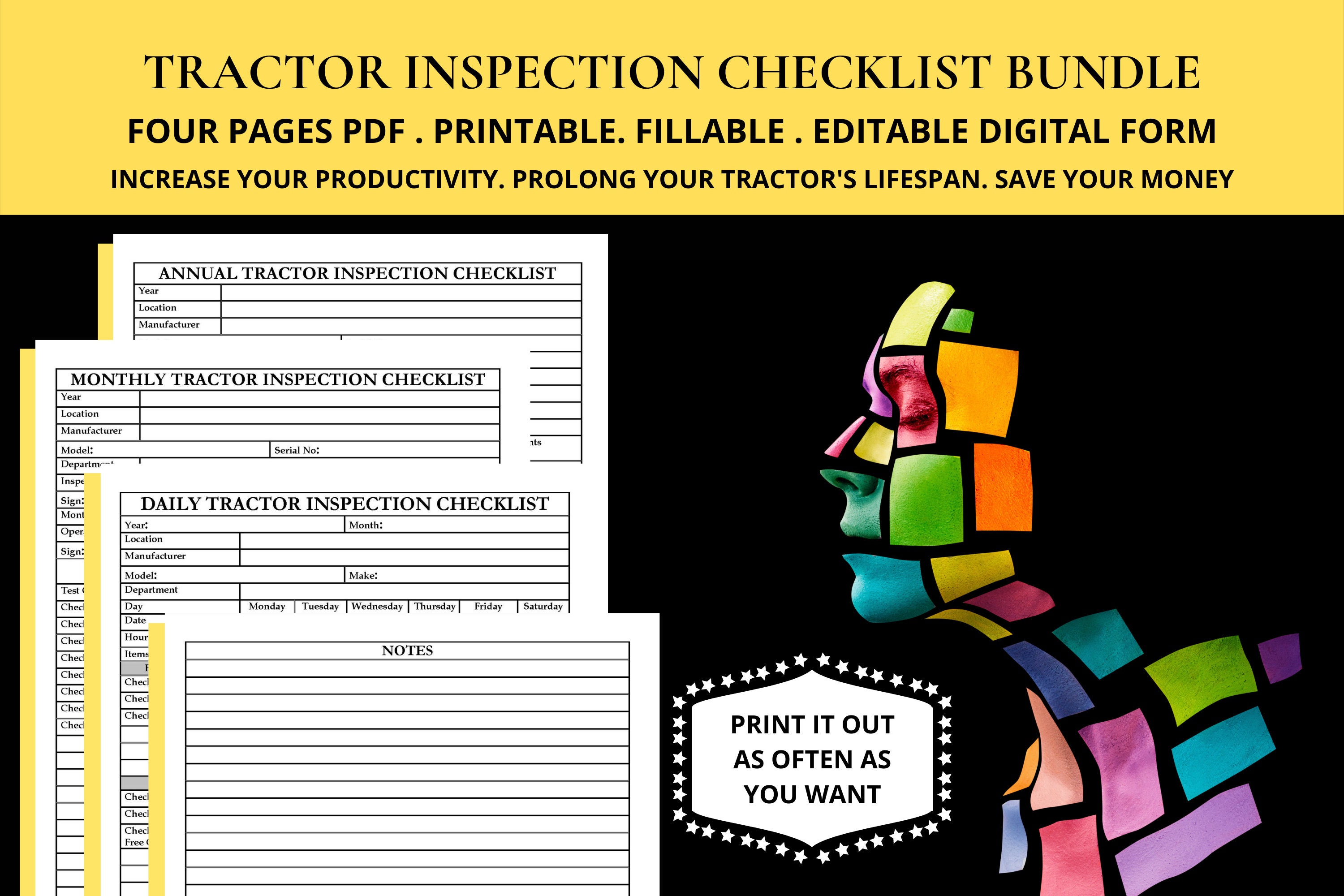 Tractor Daily Inspection Checklist Preventative Maintenance Checklist ...