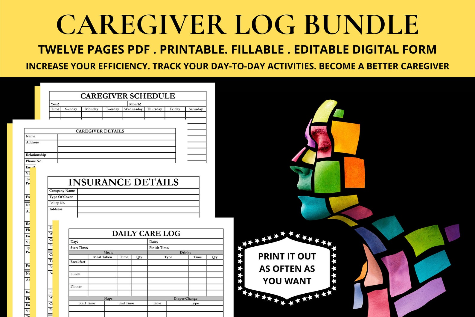 Caregiver Log Book A Daily Record Caregiver Schedule Template Caregiver ...