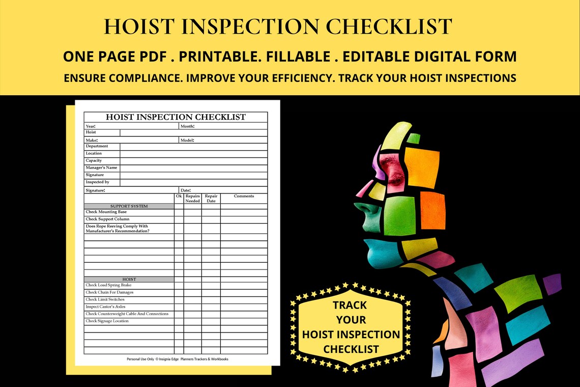 Daily Hoist Inspection Checklist Form Overhead Chain Hoist Maintenance ...