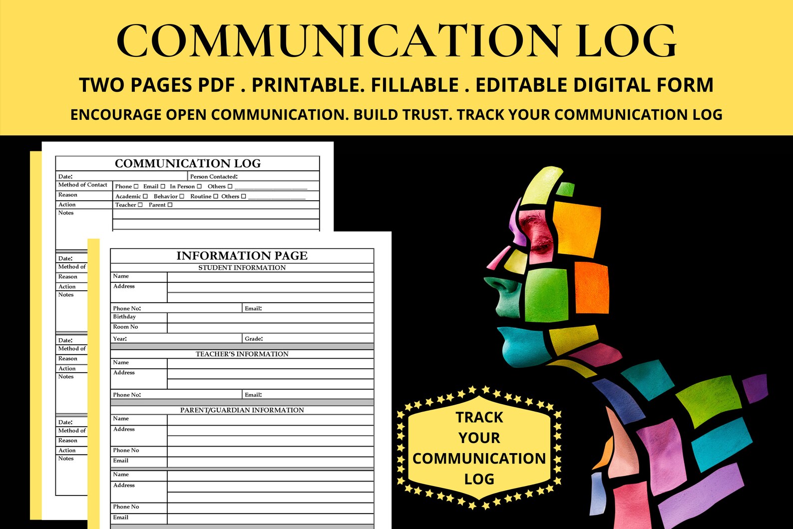Daily Communication Log Template for Parents and Teachers Home School ...