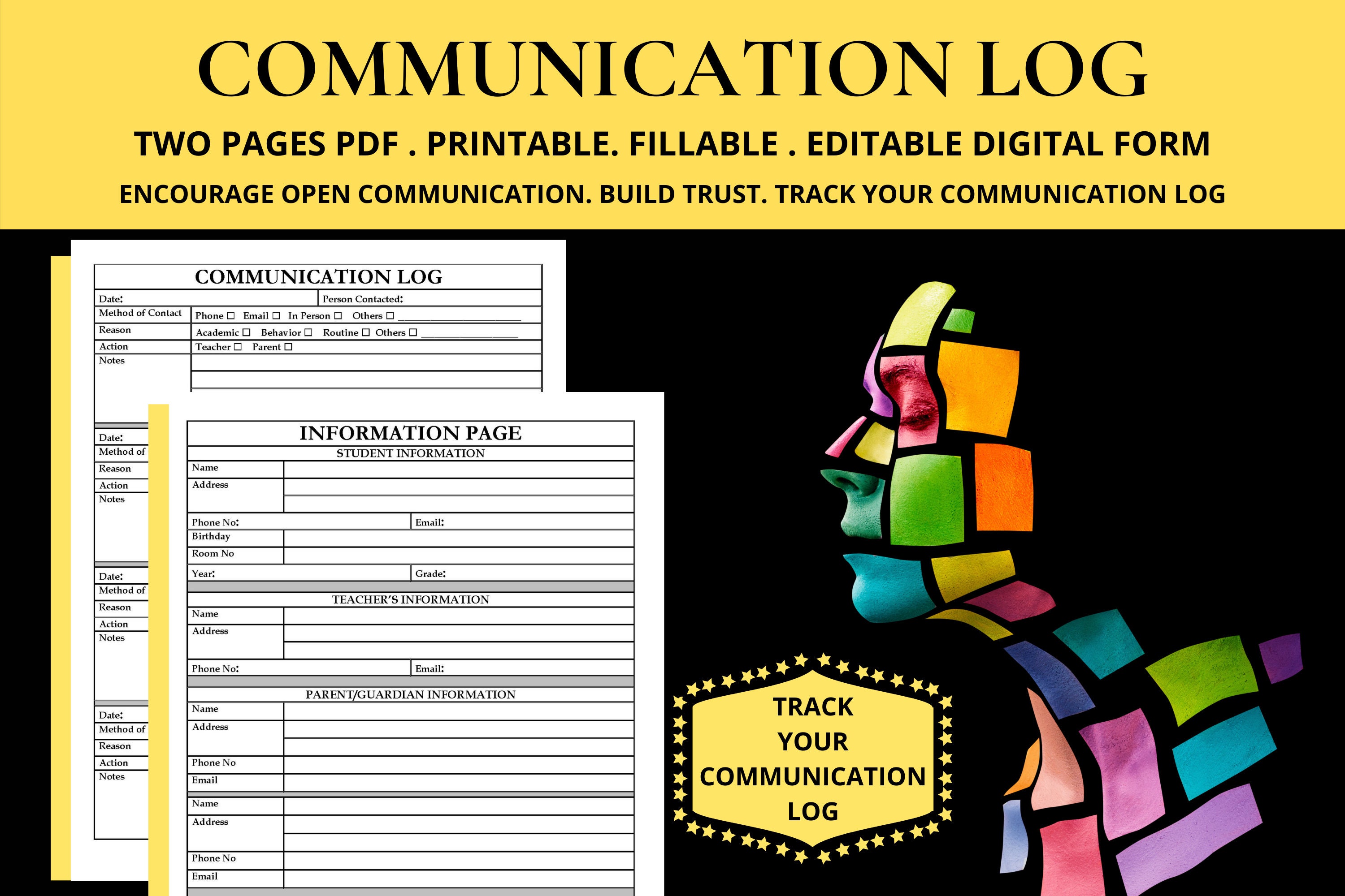 Daily Communication Log Template for Parents and Teachers Home School ...