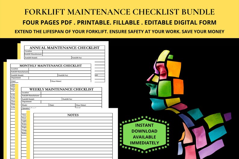 Forklift Maintenance Checklist Schedule Template Electric Forklift Pre ...