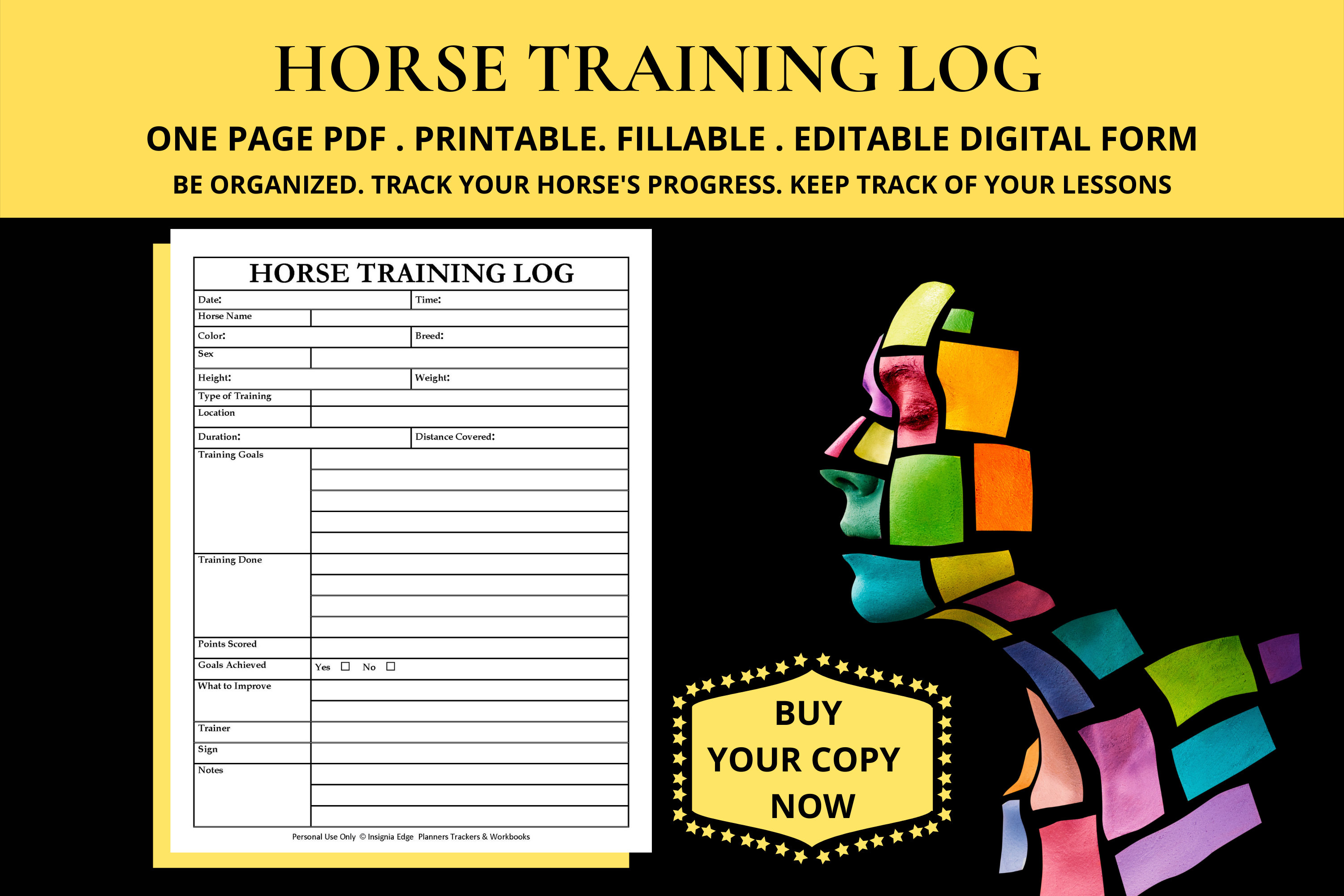 Horse Training Log Books Horse Record Keeping Horse Record Book Horse ...