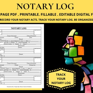 Notary Log Book Template Notary Public Record Journal Book Template ...