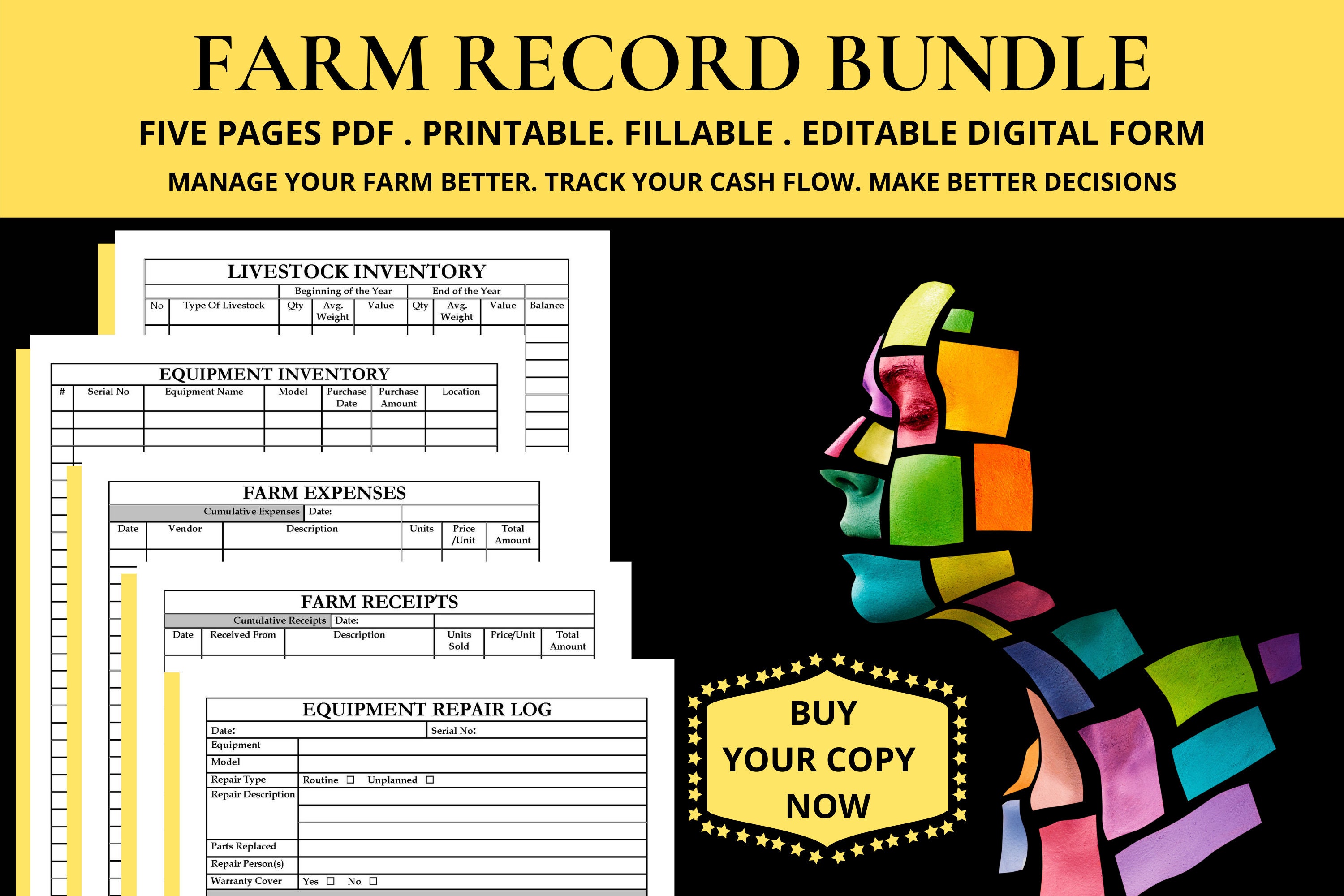 Farm Record and Accounting Logs Farm Income and Expense Statement ...
