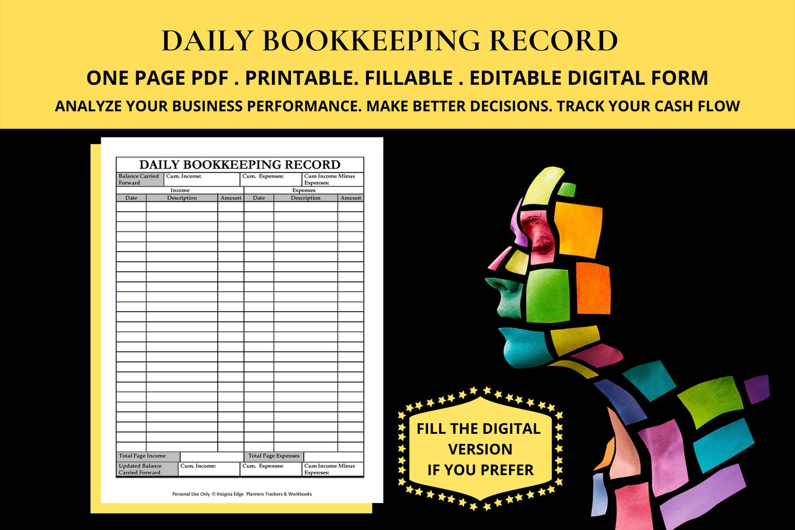 Daily Book Keeping Records Format For Small Business Accounting Log