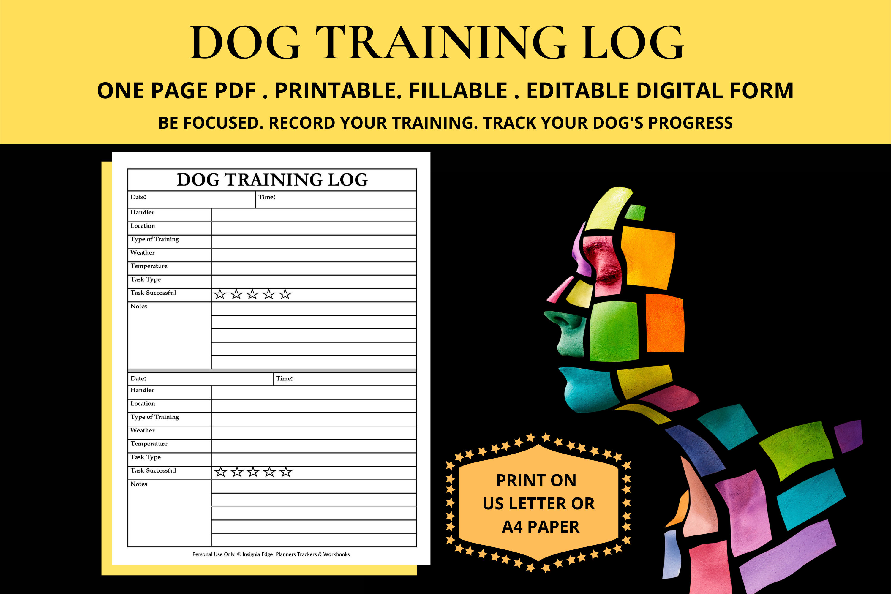 Dog Training Record Keeping Log Book Dog Training Log Sheet Template ...