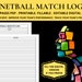 Netball Matches Log Netball Team Sheet - Etsy