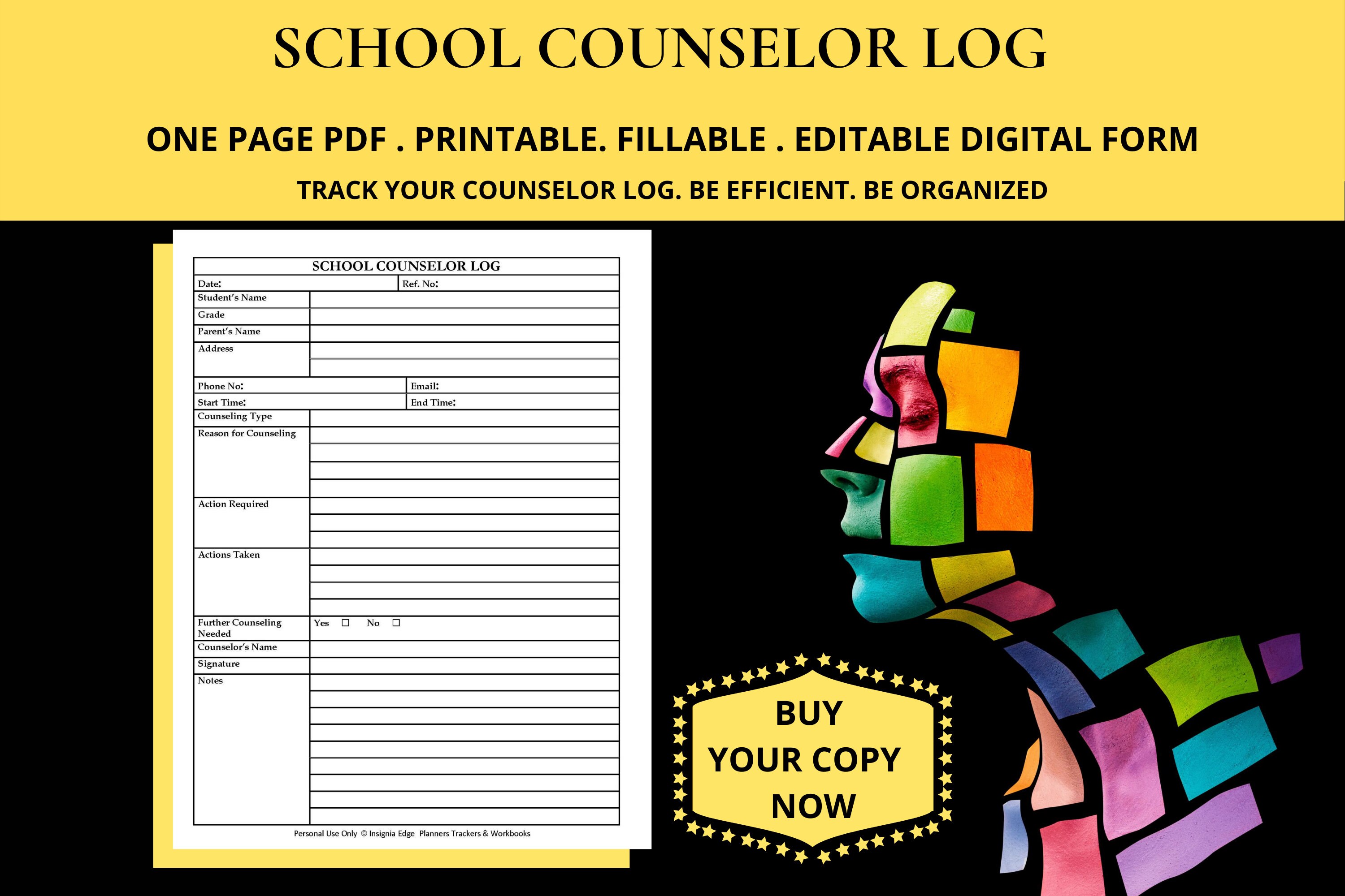 School Counselor Log Planner Notebook Counseling Log Sheet School ...