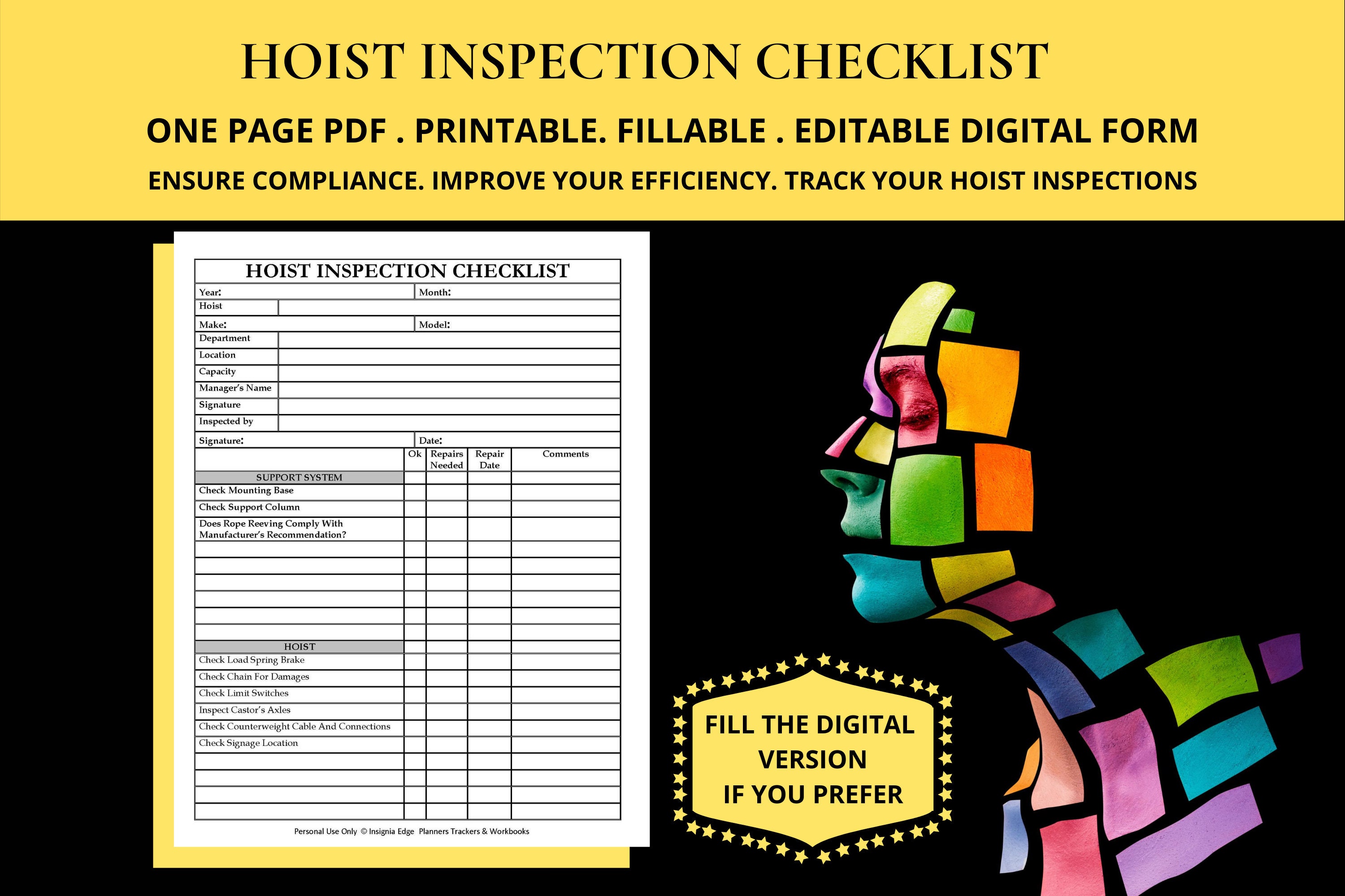 Daily Hoist Inspection Checklist Form Overhead Chain Hoist Maintenance ...