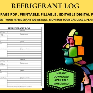 Refrigerant Log Sheet Book Refrigerant Recovery Forms Refrigerant ...