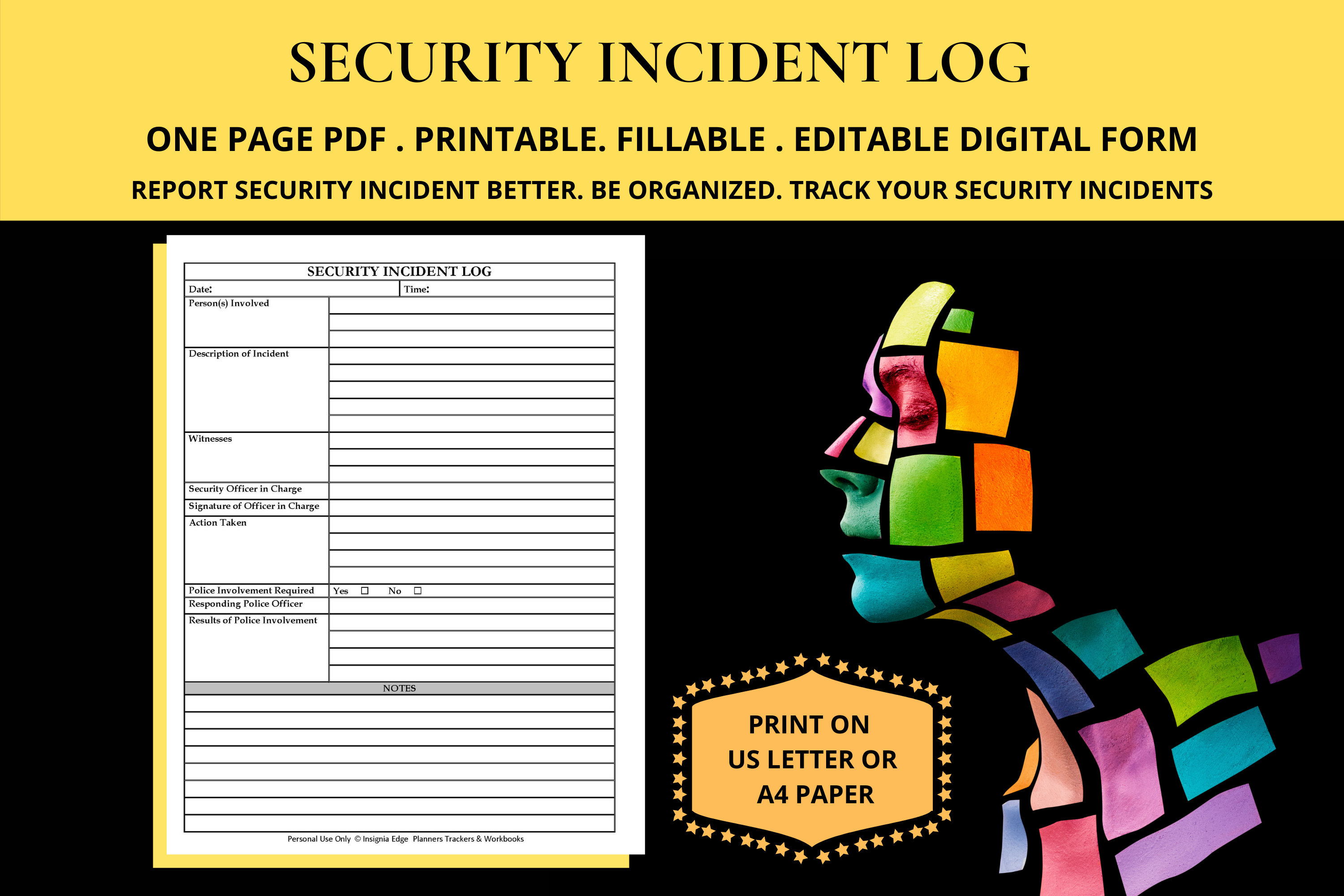 Security Incident Log Book Security Log Monitoring Management Security ...