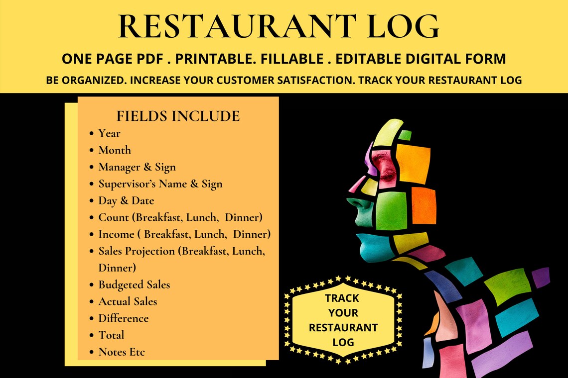 Restaurant Logbook Book Template Format Restaurant Manager Daily Report ...
