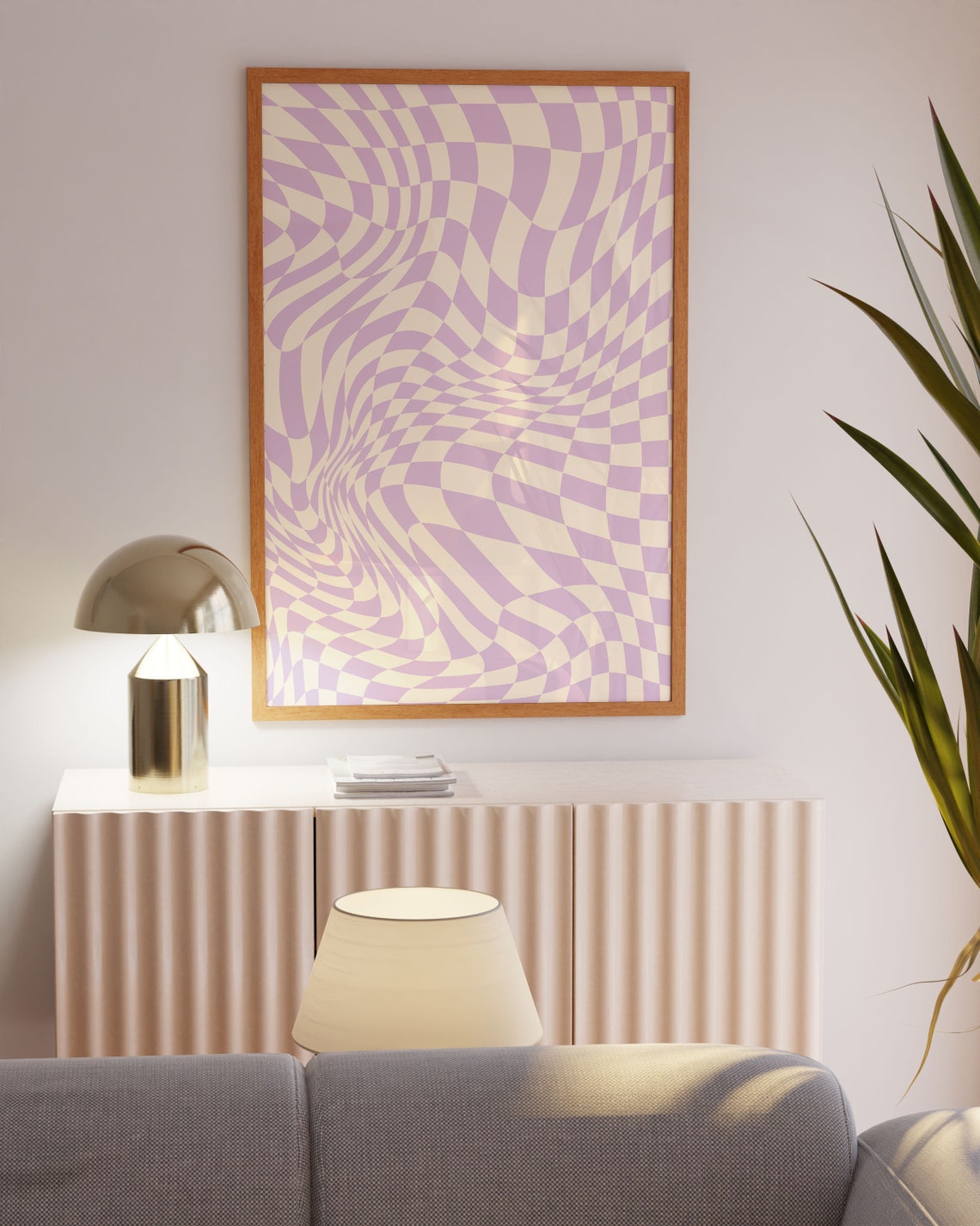 Wavy Checkers Modern Aesthetic Room Decor Avant Basic Lavender - Etsy