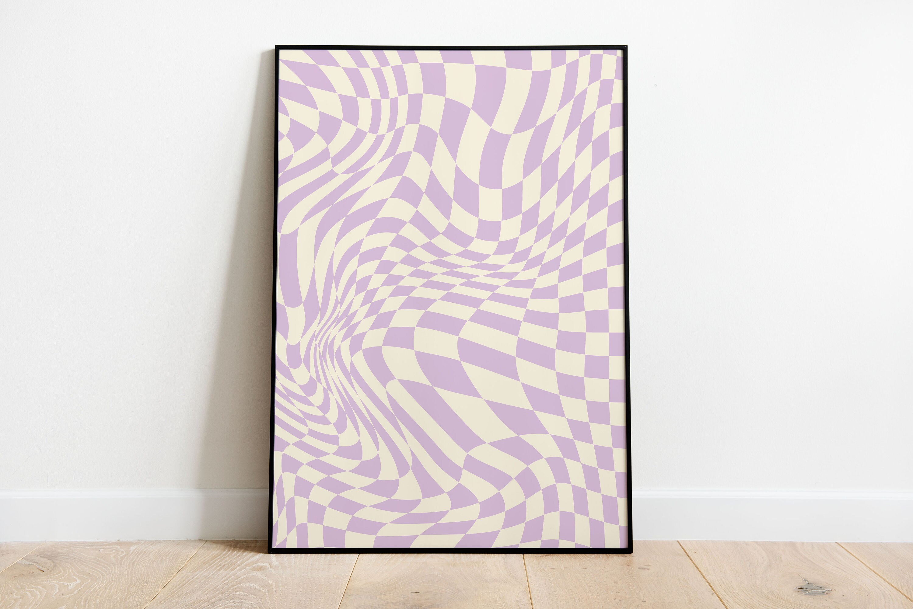 Wavy Checkers Modern Aesthetic Room Decor Avant Basic Lavender Cream ...