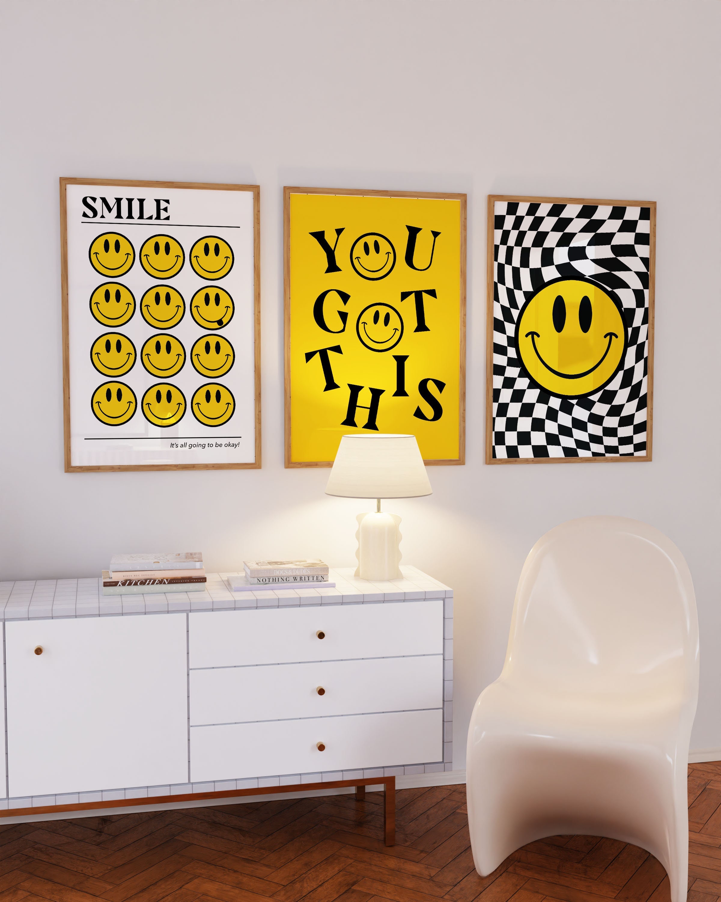 Smiley Face Art Prints Gallery Aesthetic Room Decor Set of 3 - Etsy