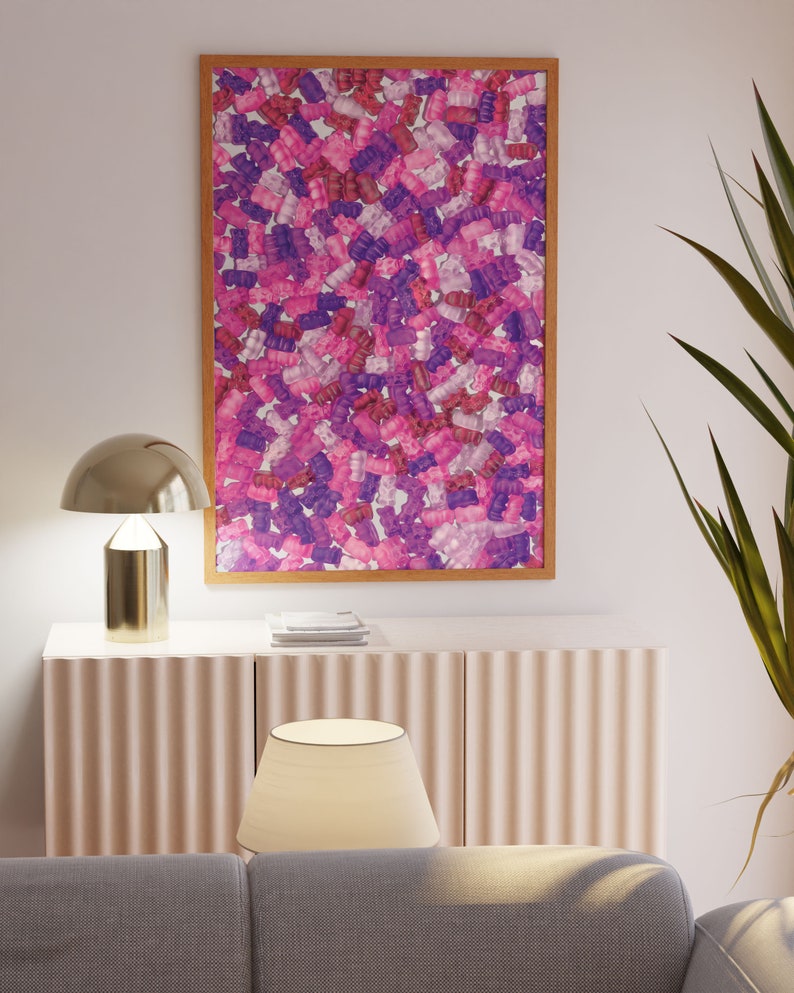 Gummy Bear Art Photograph Pink Purple Y2K Decor Candy Printable Trendy ...