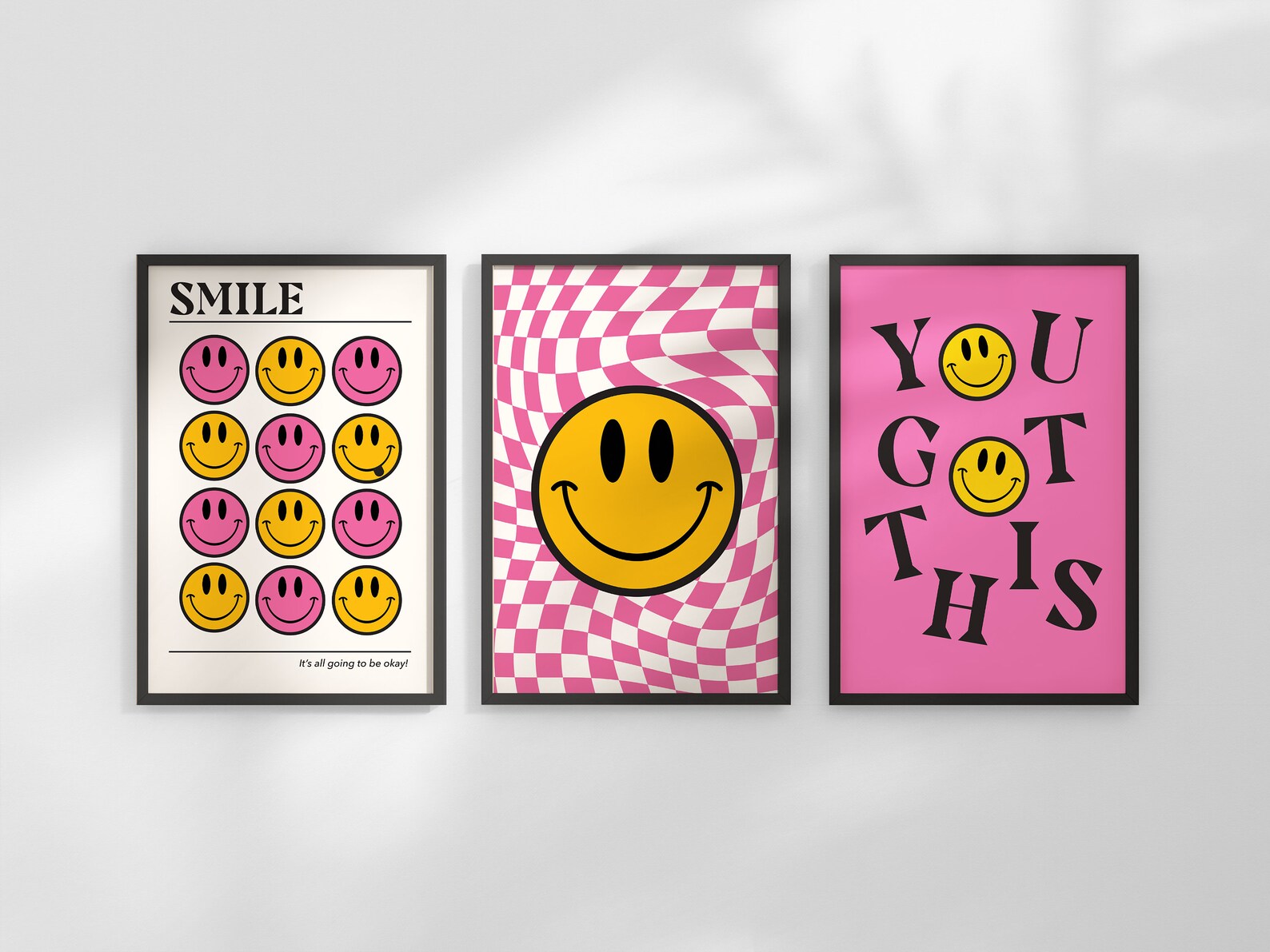 Smiley Face Art Prints, Set of 3, Retro Y2K Decor (digital Download) - Etsy