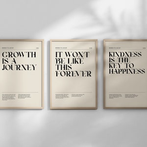 Inspirational Quote Prints, Neutral Modern Wall Art Set (digital ...