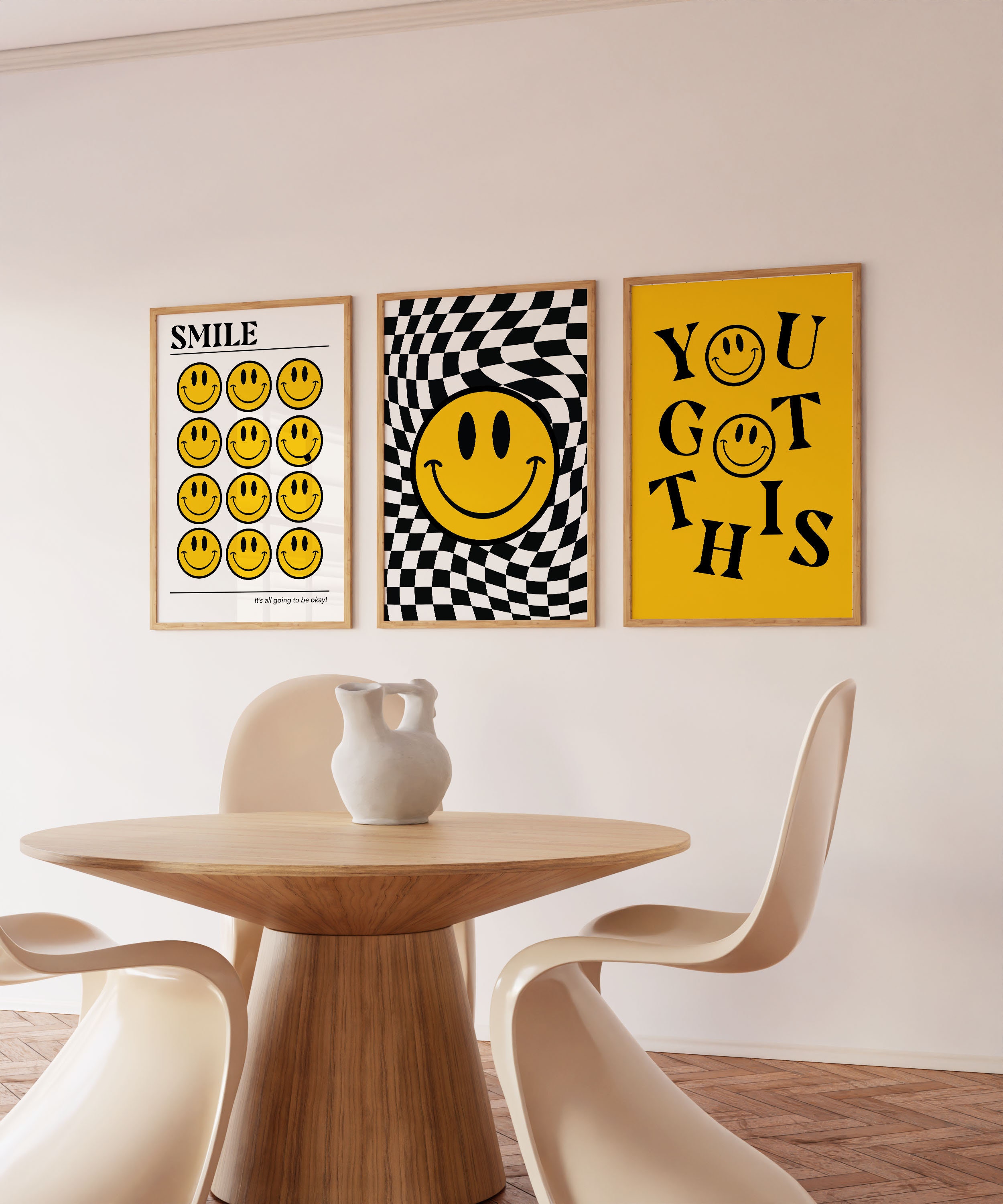 Smiley Face Art Prints Gallery Aesthetic Room Decor Set of 3 - Etsy