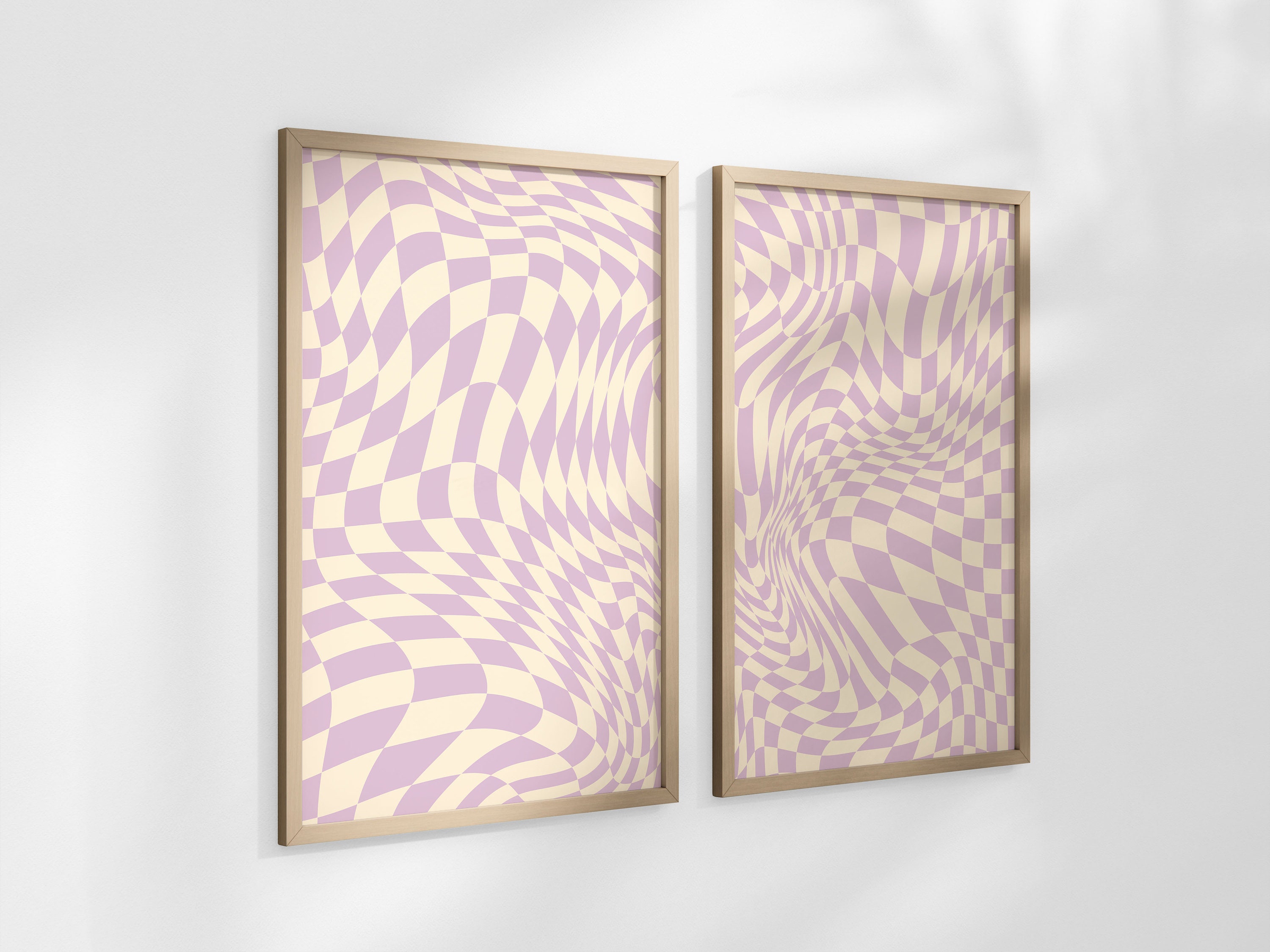 Wavy Checkers Modern Aesthetic Room Decor Avant Basic Lavender Cream ...