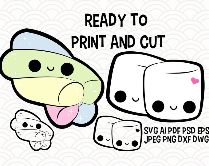 Kawaii Marshmallow Clipart, Kawaii Clip Art Expression Happy Sad Cute ...