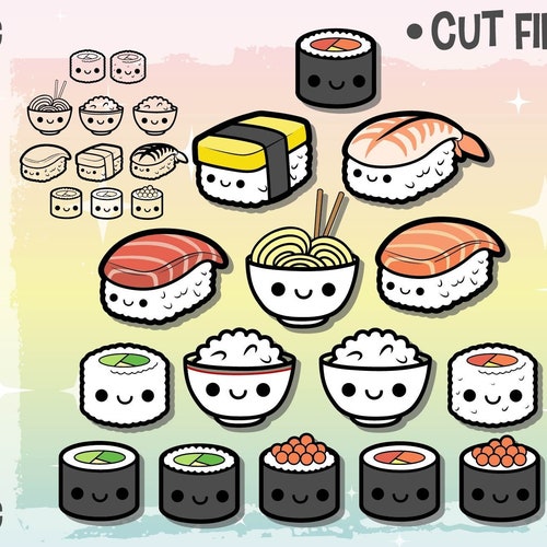 Kawaii Sushi SVG Bundle Japanese Food Cutting File Cute Nigiri - Etsy