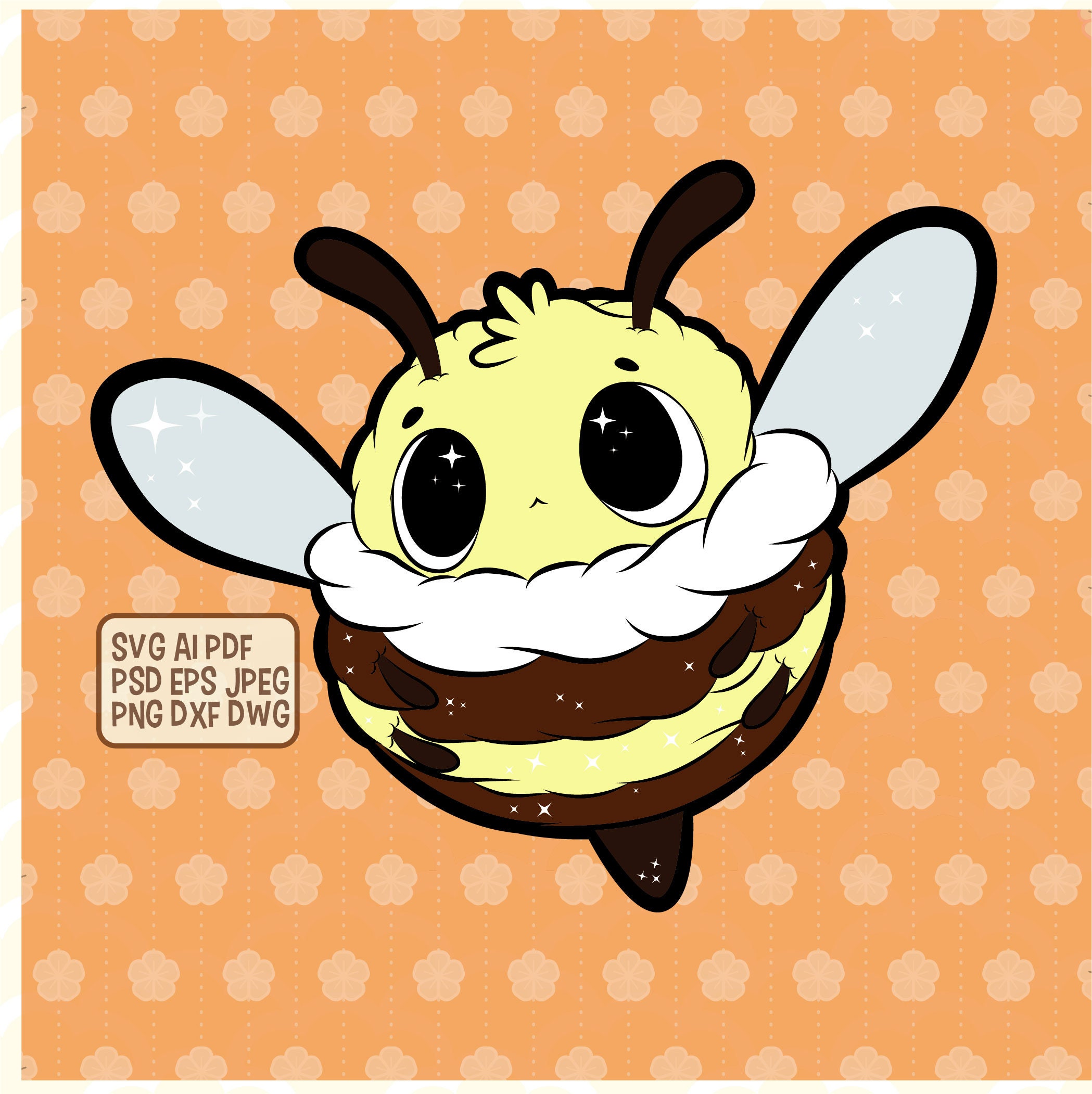 Kawaii svg of cute bee. includes bee vector file and honeycomb | Etsy