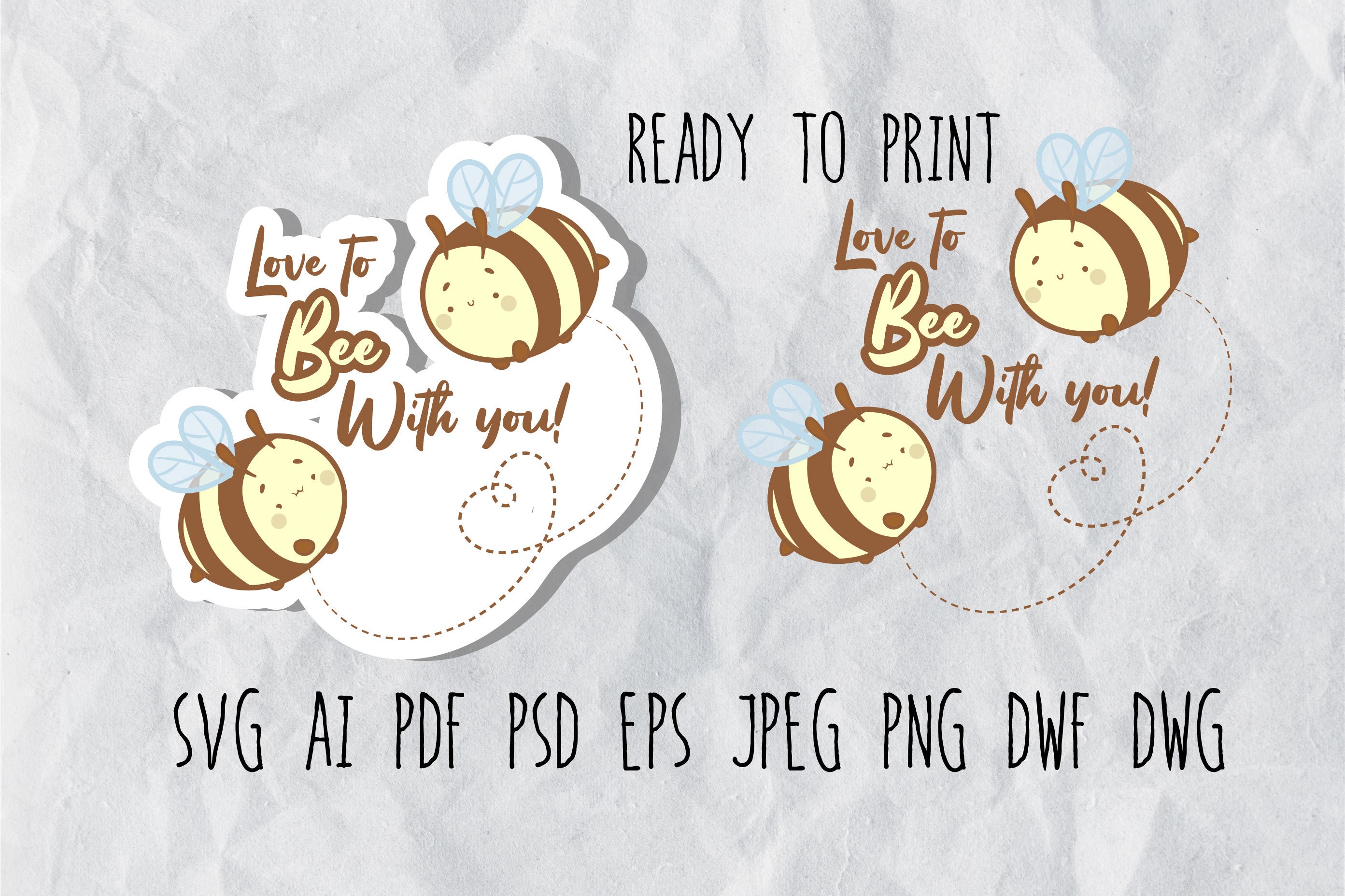 Those Cute Bee Vector Are Perfect Valentine's Day Svg - Etsy