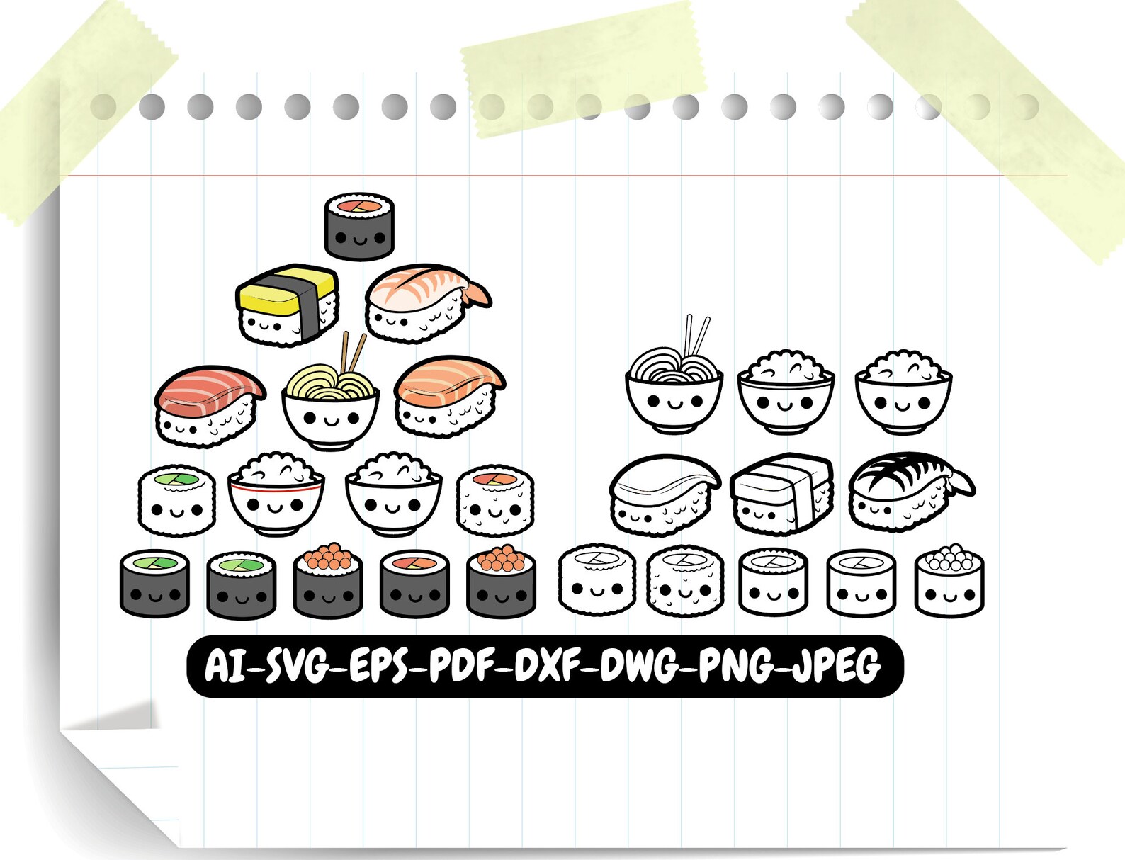 Sushi Svg Clipart Cut File Printable Stickers Crafting | Etsy Canada