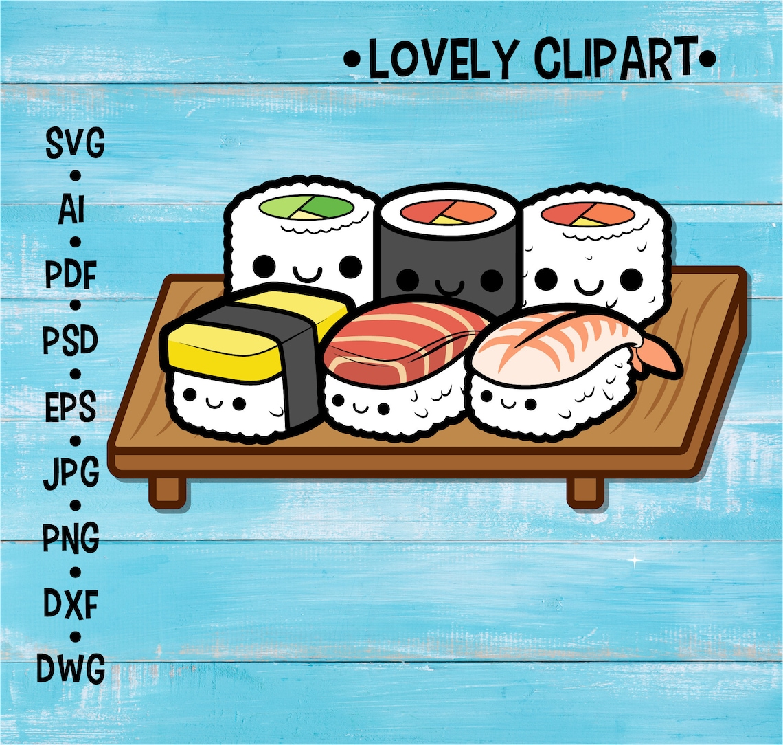 Kawaii Sushi Svg Fies for Cricut. Printable Sushi Stickers or | Etsy