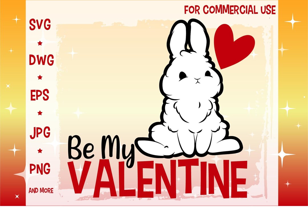 Kawaii Bunny Sticker SVG - Cute Bunny Valentine's Day Sticker - Digital ...