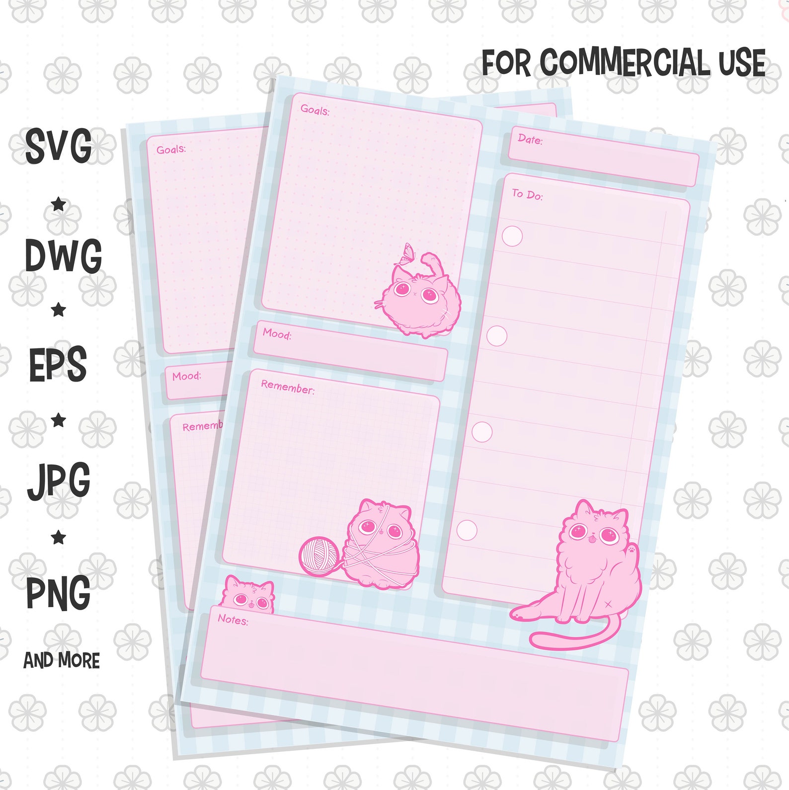 Printable and Cute Daily Planner. Kawaii Clipart for to Do - Etsy