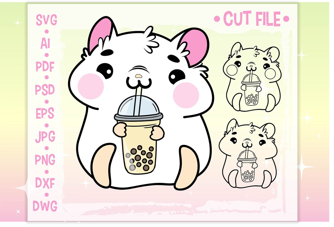 This Cute Hamster Svg is Perfect for Printing Kawaii Stickers. Includes ...