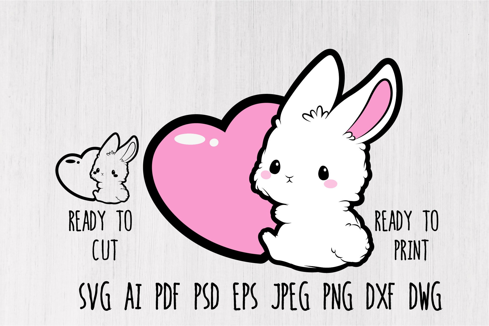 This bunny cut file includes printable clipart layered cricut | Etsy