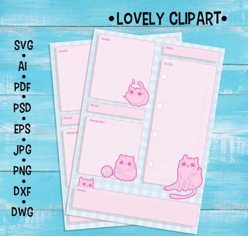 Printable and Cute Daily Planner. Kawaii Clipart for to Do - Etsy