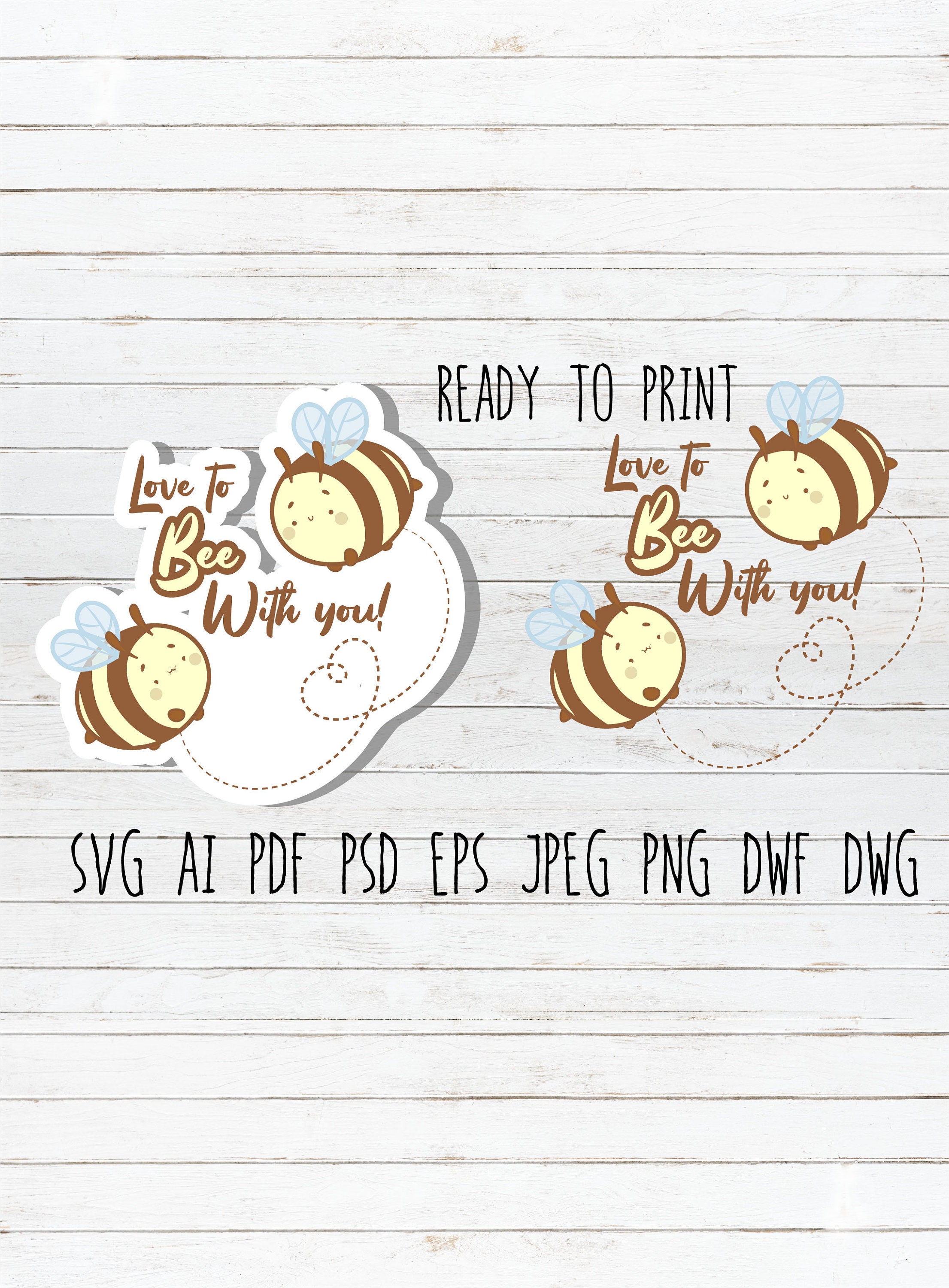 Those Cute Bee Vector Are Perfect Valentine's Day Svg - Etsy